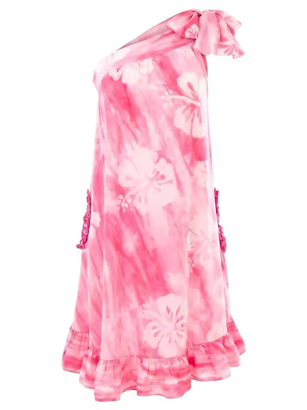 NYNY RYKE Wilma Sh One-shoulder Floral Midi Dress - Pink