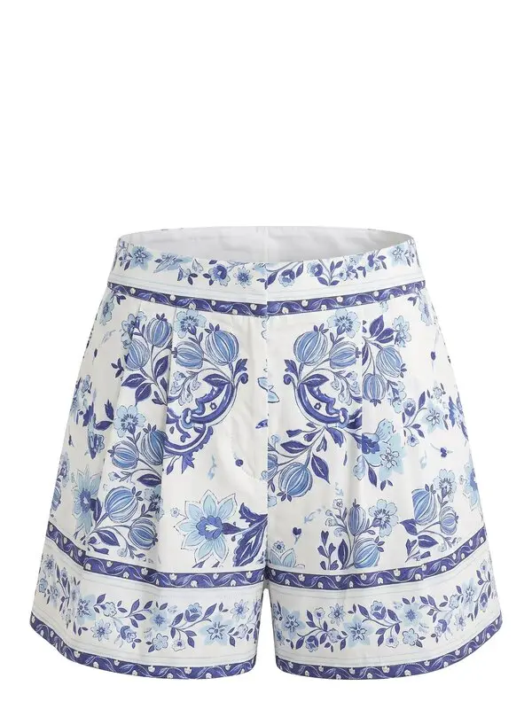 Yumi Kim Drew Linen Shorts Floral Print - Blue