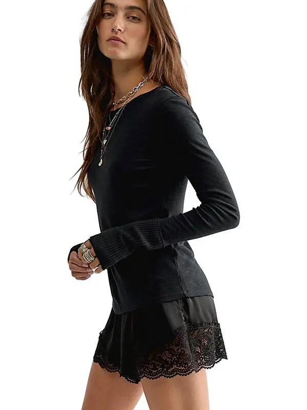 Free People We The Free Tinsley Long Sleeve Top - Black