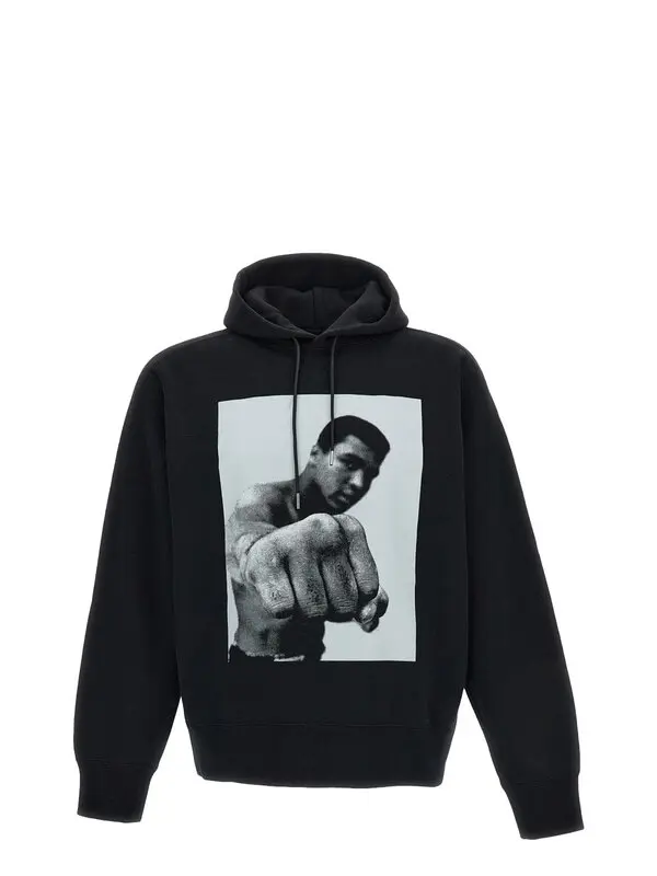 Sacai Printed Hooded Sweatshirt - Nero