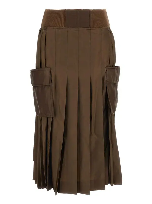 Sacai Nylon Twill Pleated Skirt - Marrone