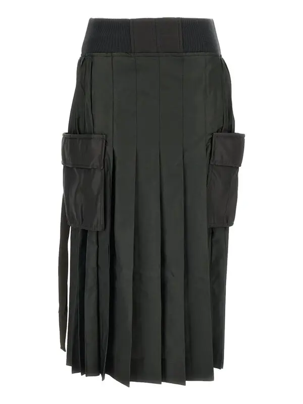 Sacai Skirt In Nylon Twill - Verde