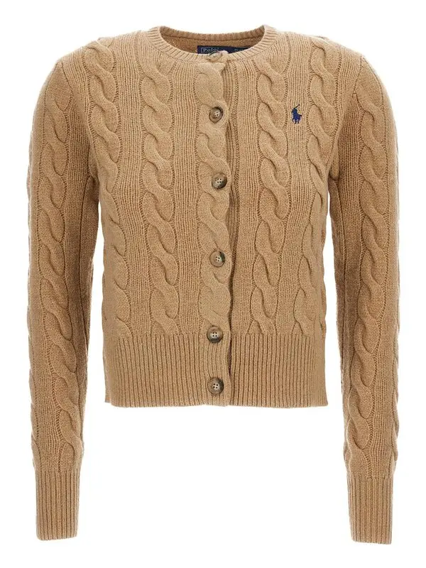 Polo Ralph Lauren Cropped Cable-knit Cardigan - Beige