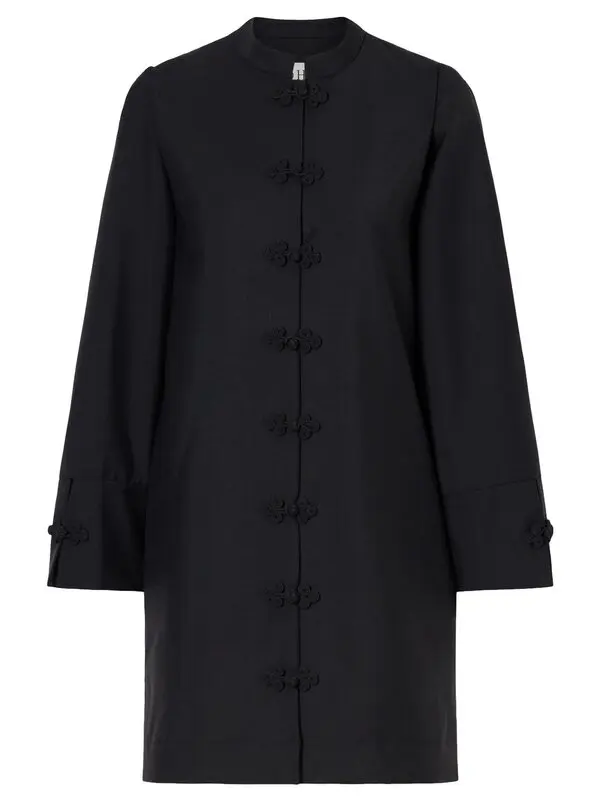 RÓHE Wool And Mohair-blend Midi Dress With Pankou Knot Fastenings - Black