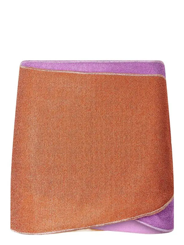 Oseree Lumière Double Metallic Lurex Mini Skirt - Purple