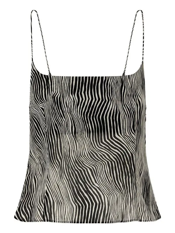 ST. AGNI Savannah Zebra-print Silk-blend Cami - Brown