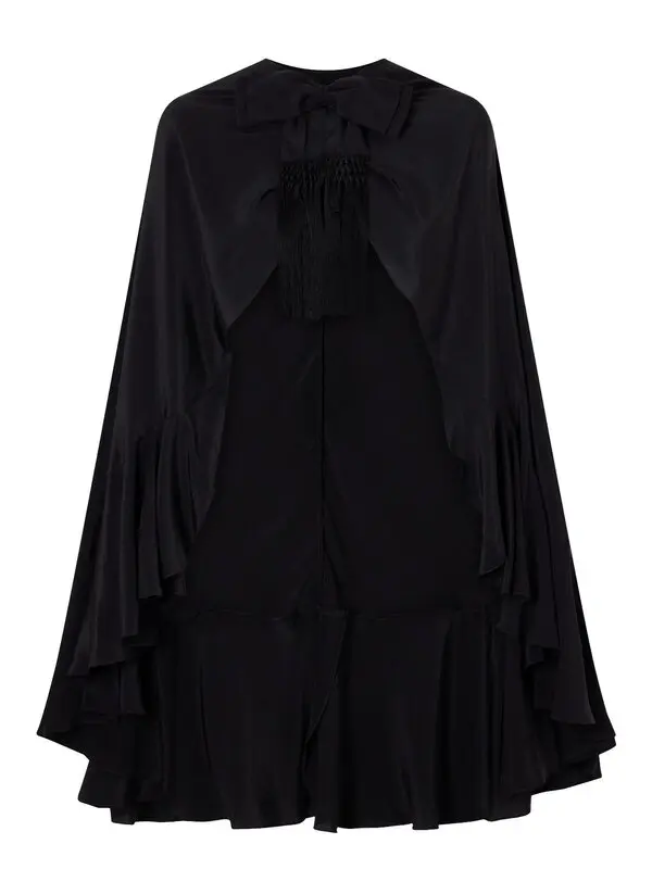 Johanna Ortiz Aromatic Garden Fringed Silk-crepe Cape - Black