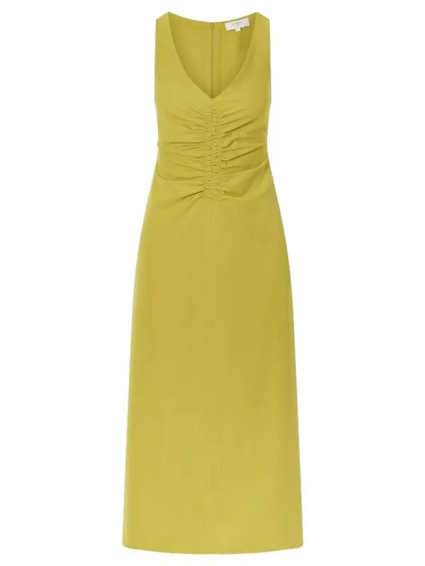 LA LIGNE Noemi Gathered Recycled-crepe Midi Dress - Green