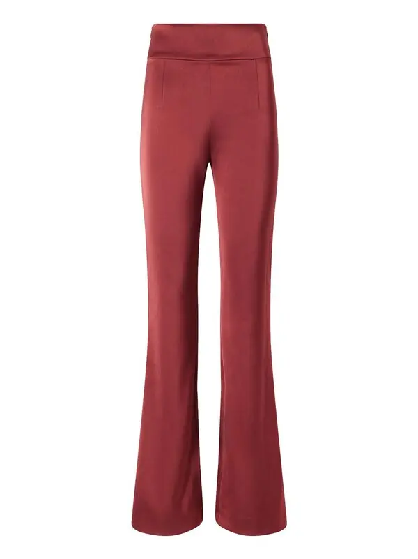 Galvan Satin Flare Trousers - Red