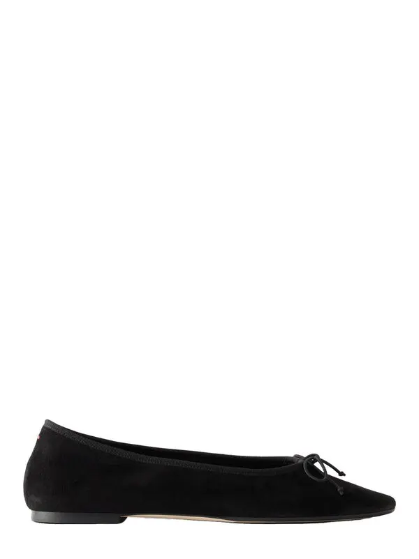 AeydĒ Tiby Suede Ballet Flats With Bow Detailing - Black