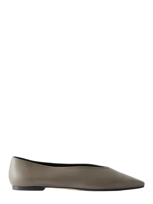 AeydĒ Betty Leather Ballet Flats - Gray
