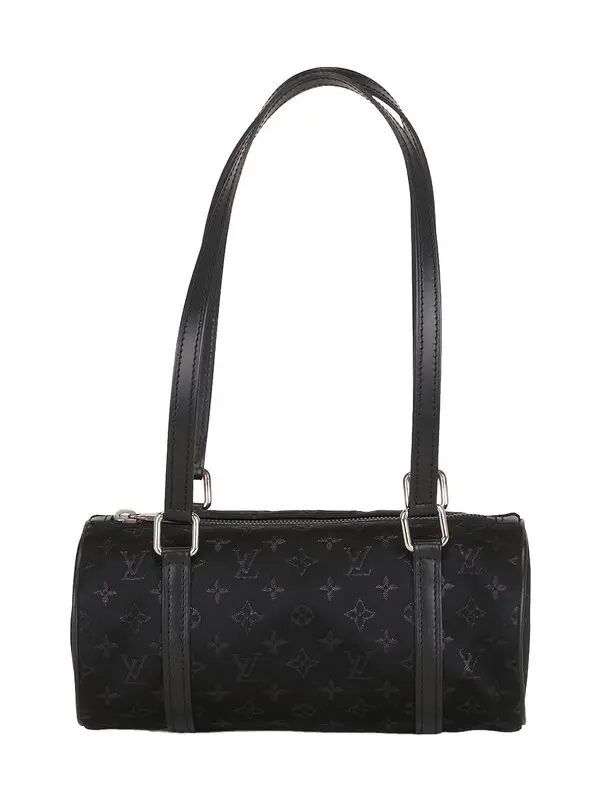 LOUIS VUITTON Satin Monogram Little Papillon Handbag - Black