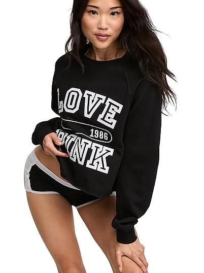 Pink Campus Fleece™ Boxy Crew Sweatshirt - Black