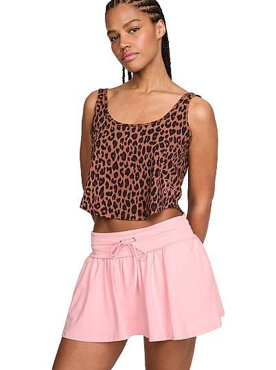 Pink Campus Cotton Swing Tank Top With Scoop Neck - Print