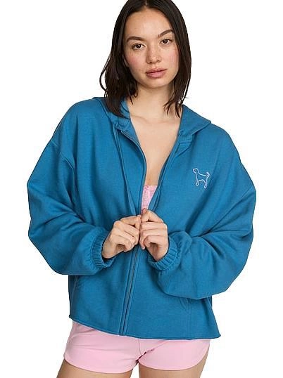Pink Campus Cotton™ Raw-edge Full-zip Hoodie - Blue