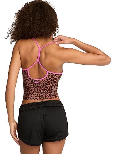 Pink All-day Cotton™ Racerback Bra Tank With Keyhole Cutout - Print