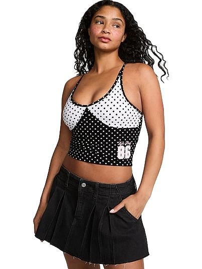 Pink All-day Cotton™ Racerback Bra Tank With Keyhole Cutout - Print