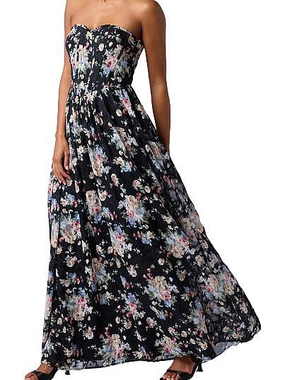 Victoria's Secret Lulus Remi Corset Maxi Dress - Black