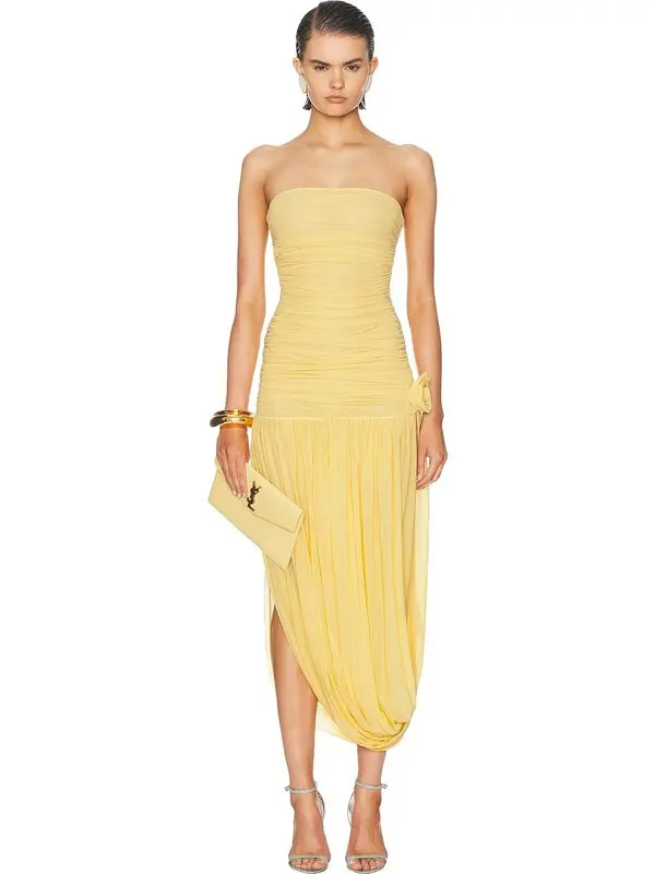 MAYGEL CORONEL Ruched Strapless Gown - Ambar