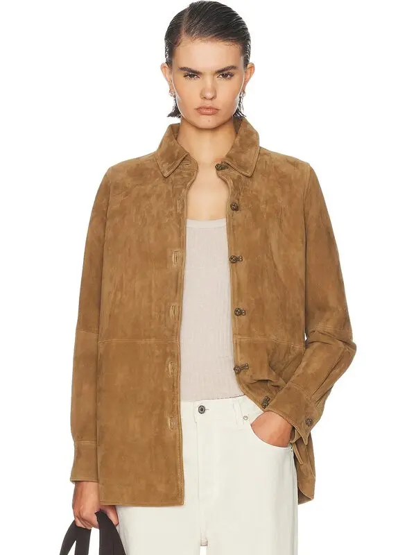 RÓHE Suede Pankou Overshirt - Sage