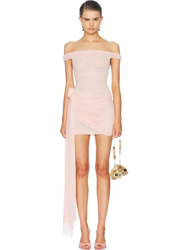 MAYGEL CORONEL Ruched Off-the-shoulder Dress - Quartz