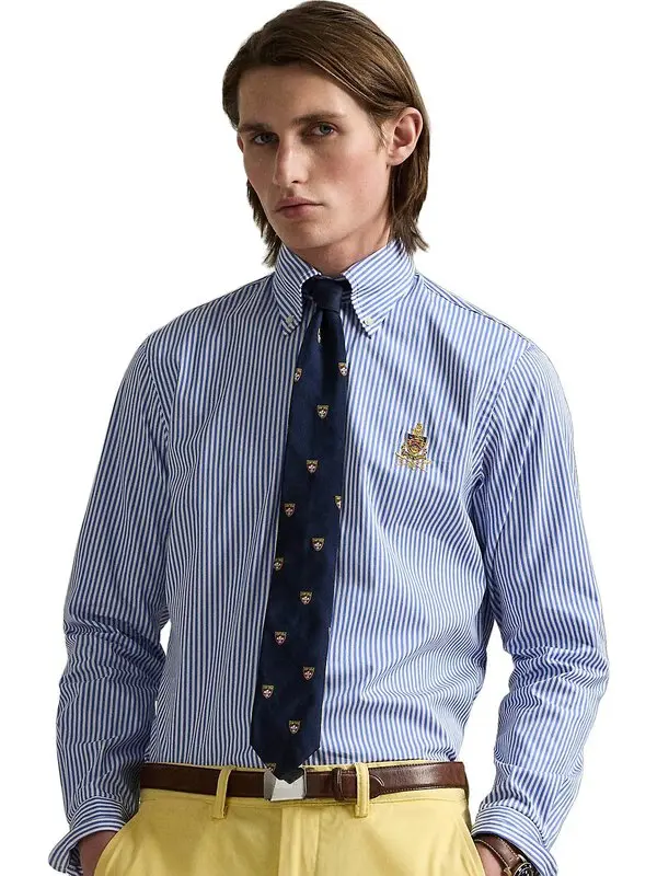 Ralph Lauren Classic Fit Crest Striped Poplin Shirt - Blue/white