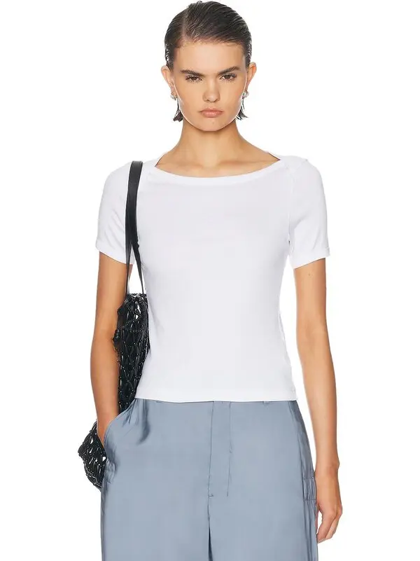 Enza Costa Supima Cotton Beateau Tee - White