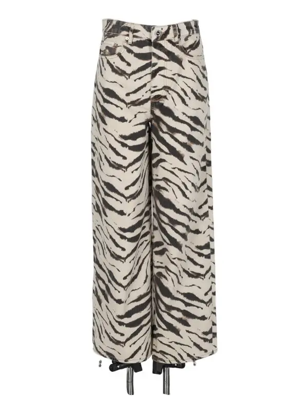 GANNI Wide Leg Animal Print Jeans - Multicolor