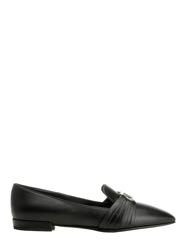 FERRAGAMO Gancini Ornament Square Toe Loafers - Black