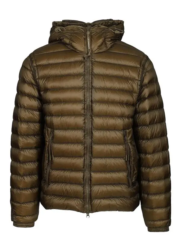 C.P. COMPANY Hooded Down Jacket With Goggles - Green