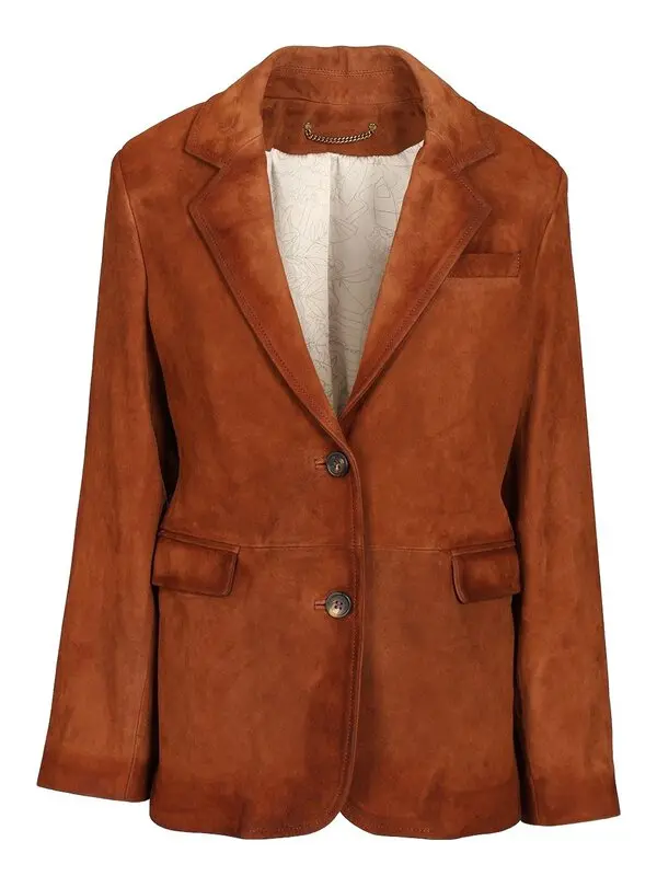 GOLDEN GOOSE Single-breasted Suede Blazer - Brown
