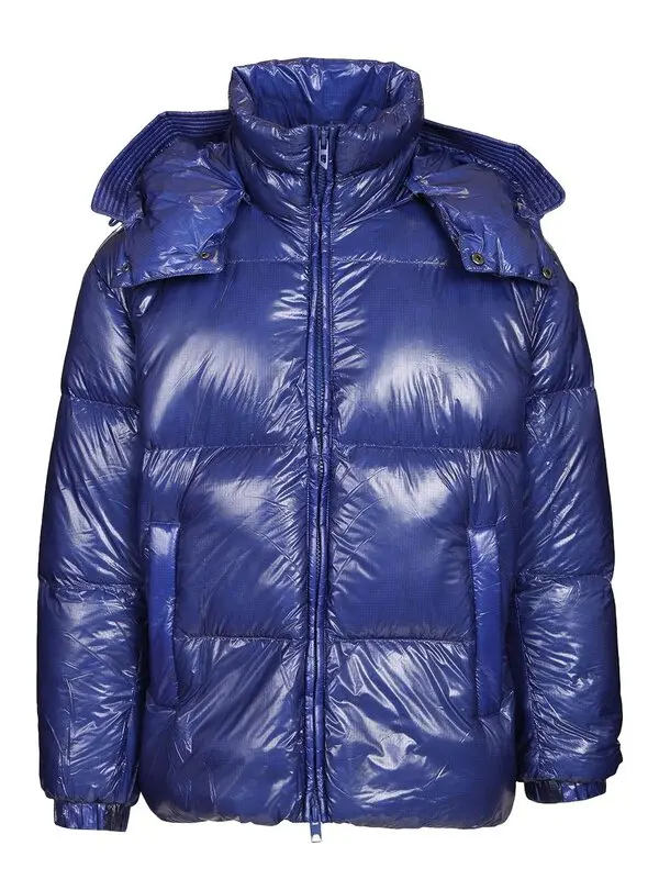 DIESEL® Quilted Taslan Down Jacket With Viraloff® Treatment And Drawstring Hem - Blue
