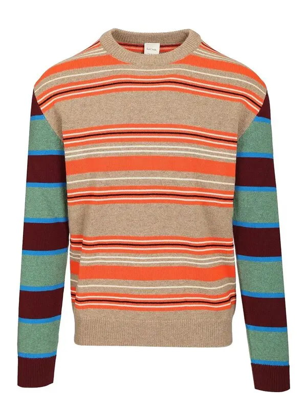 Paul Smith Striped Wool And Cotton Blend Crew Neck Sweater - Multicolor
