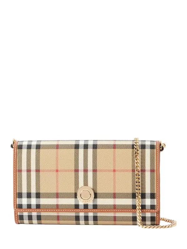 Burberry Checked Leather-trimmed Coated Canvas Clutch - Neutrals