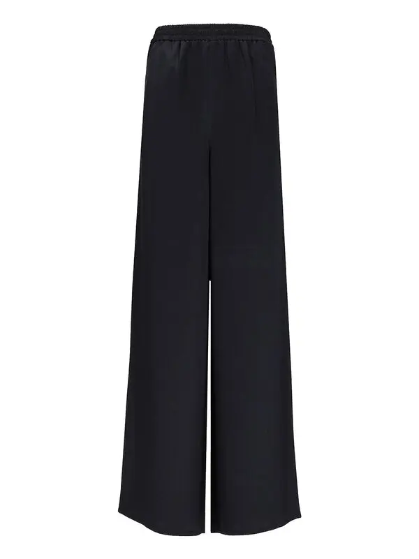 Max Mara Soft Wide-leg Silk Trousers With Monogram - Blue