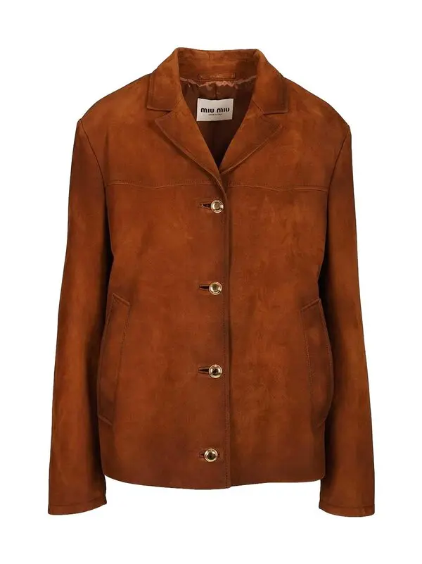 Miu Miu Suede Jacket - Brown
