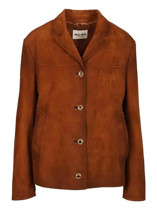 Miu Miu Suede Jacket - Brown
