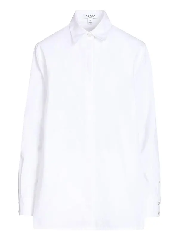 Alaïa Asymmetrical Cotton Poplin Shirt - White