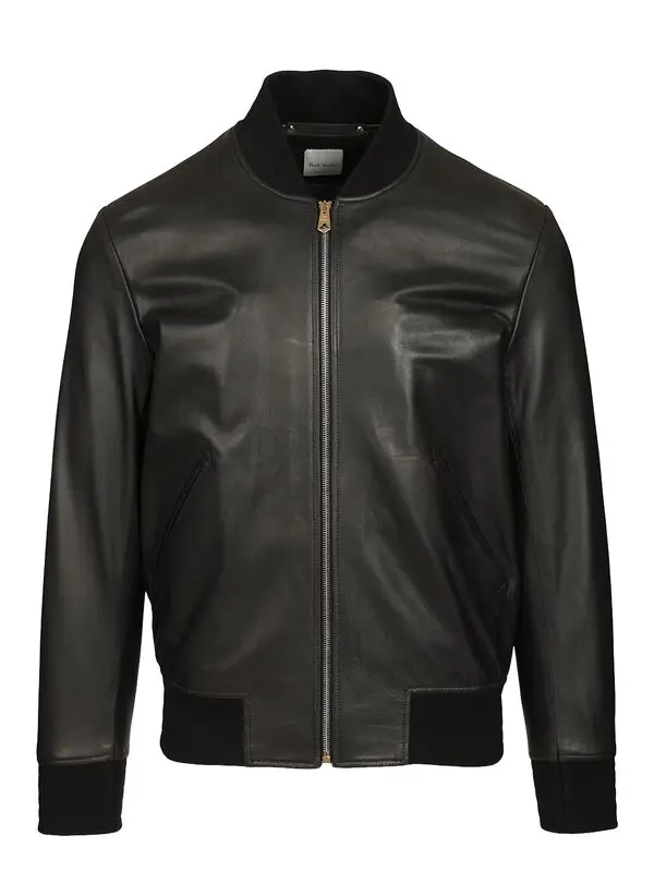 Paul Smith Lambskin Zip-up Bomber Jacket - Black