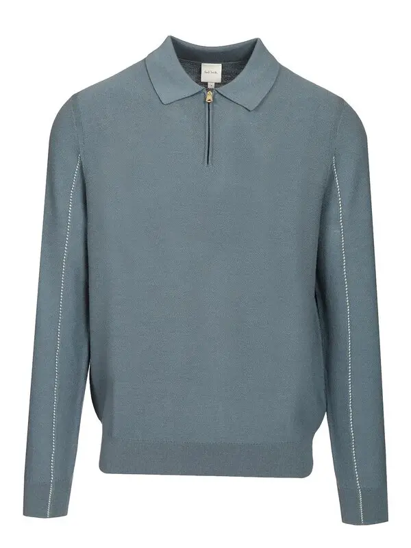 Paul Smith Knitted Polo Shirt - Blue