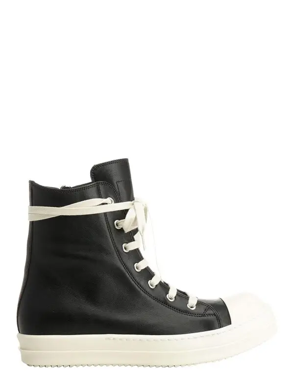 Rick Owens High Top Lace Up Sneakers - Black
