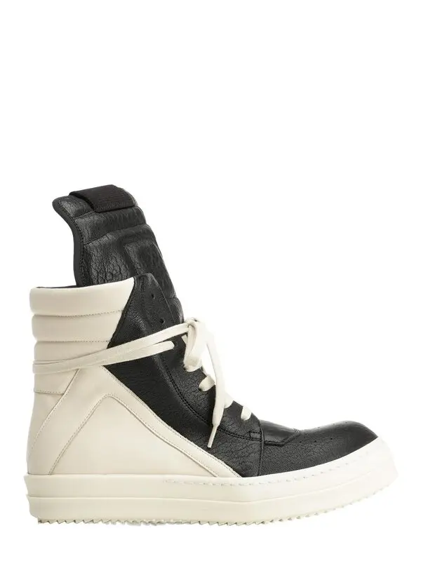 Rick Owens Geobasket Leather High Top Sneakers - Black