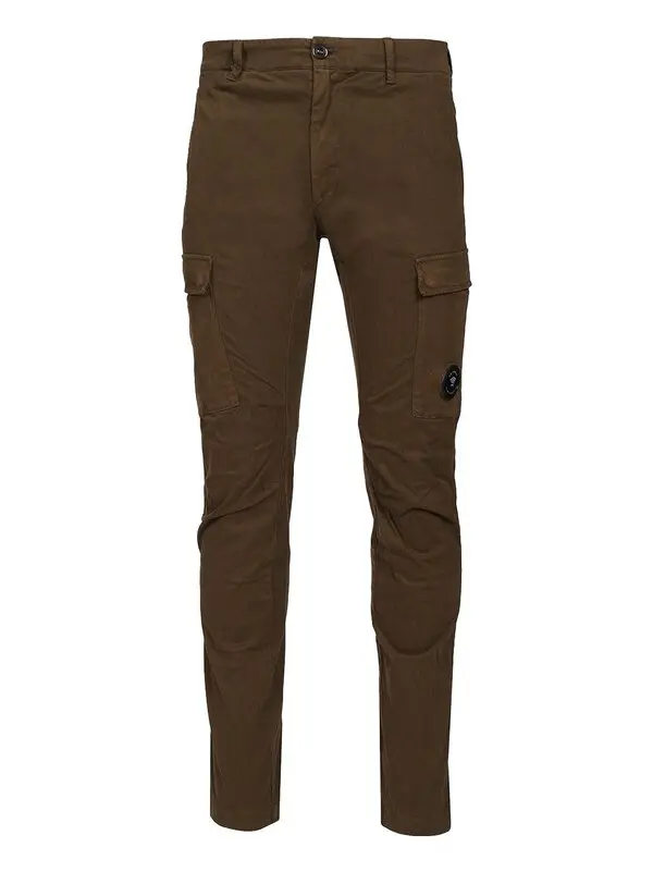 C.P. COMPANY Stretch Cotton Satin Cargo Trousers - Green
