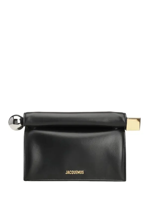 Jacquemus Rond Carré Folded Clutch Bag In Nappa Leather - Black