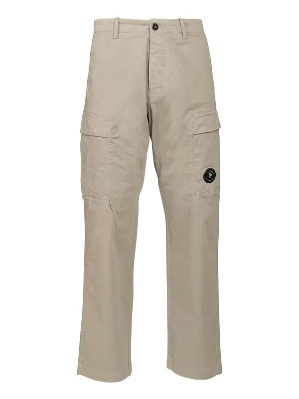 C.P. COMPANY Stretch Cotton Satin Cargo Trousers - Gray