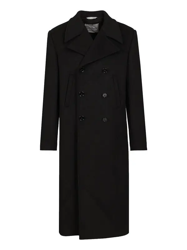 Balenciaga Long Double Wool Coat - Black