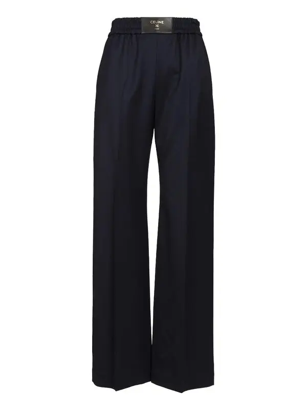 Celine Wool Twill Trousers With Triomphe Patch - Blue