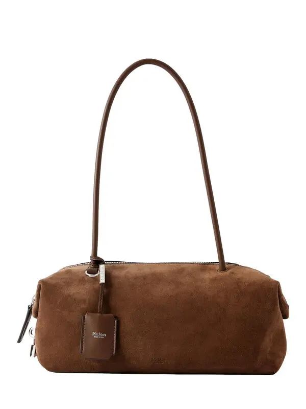 Max Mara Logo-debossed Suede Shoulder Bag - Brown