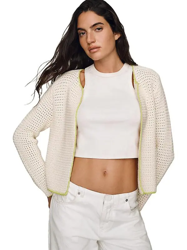 KERRI ROSENTHAL Frankie Cotton Cardigan - Ecru/black