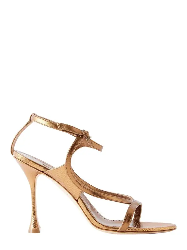 Manolo Blahnik Tibula 105 Leather Sandals - Bronze